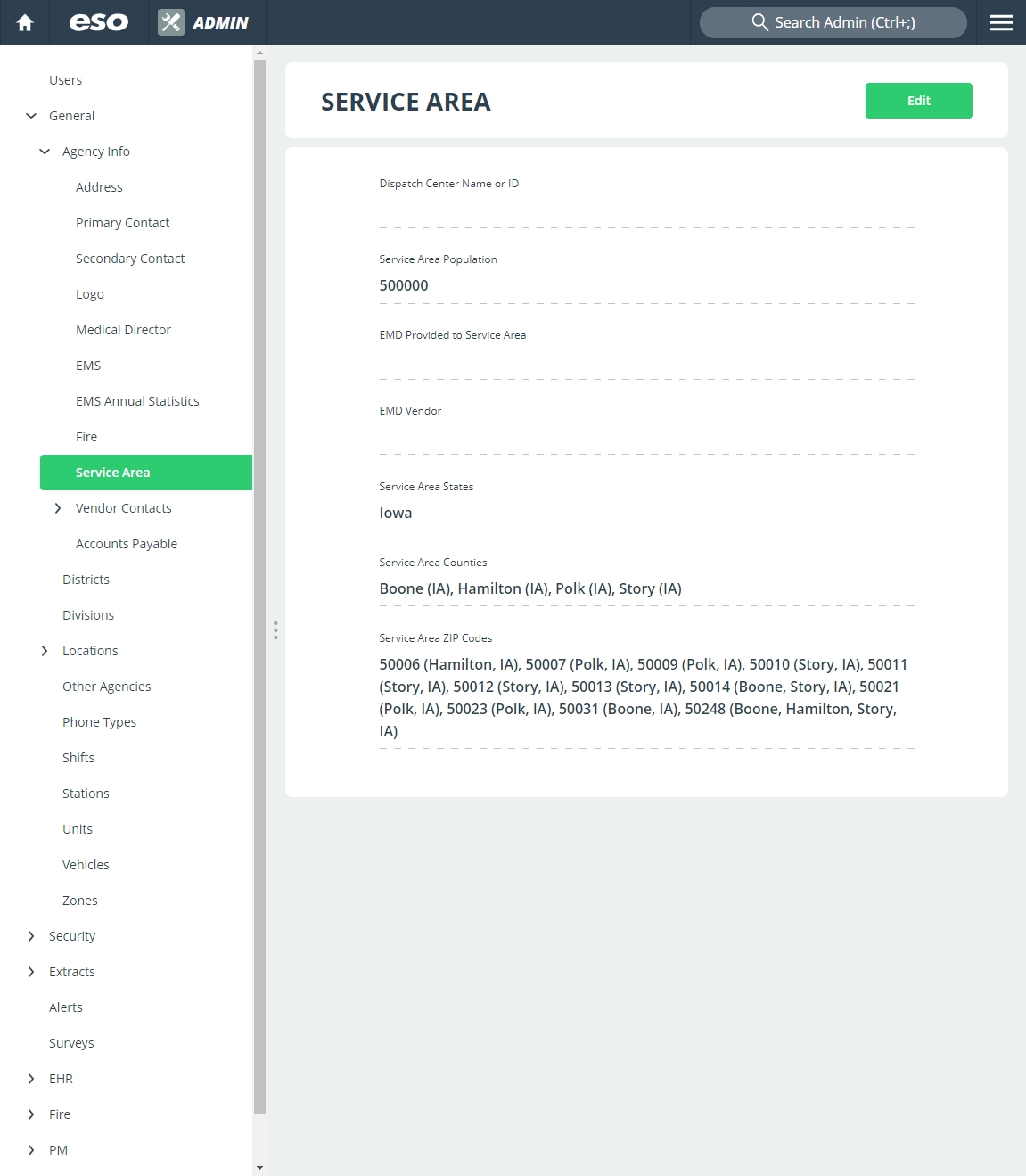 Search for an administration screen