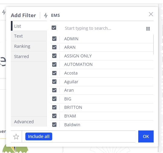 Work with dashboard filters