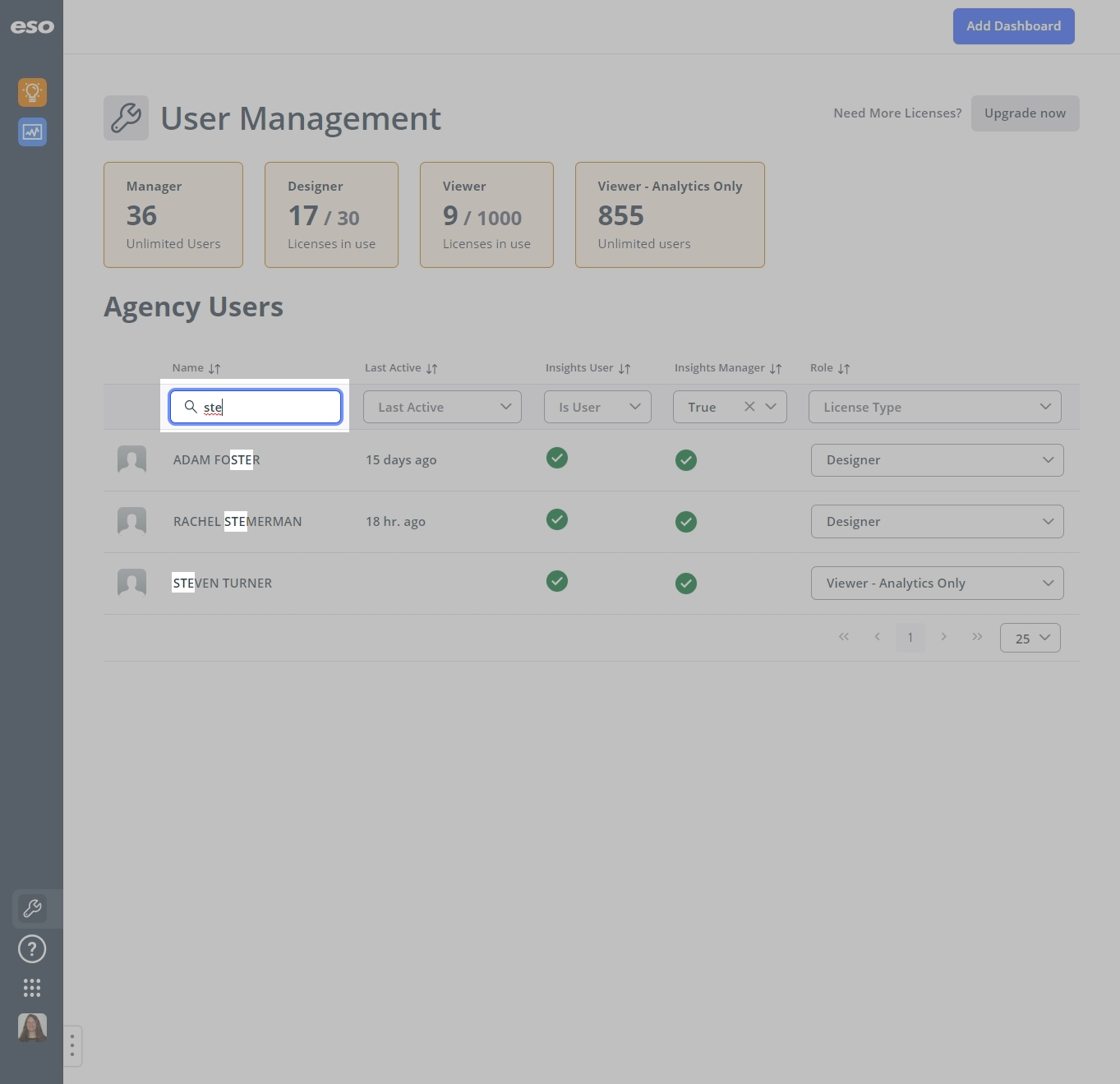 Assign user roles in the ESO Insights module