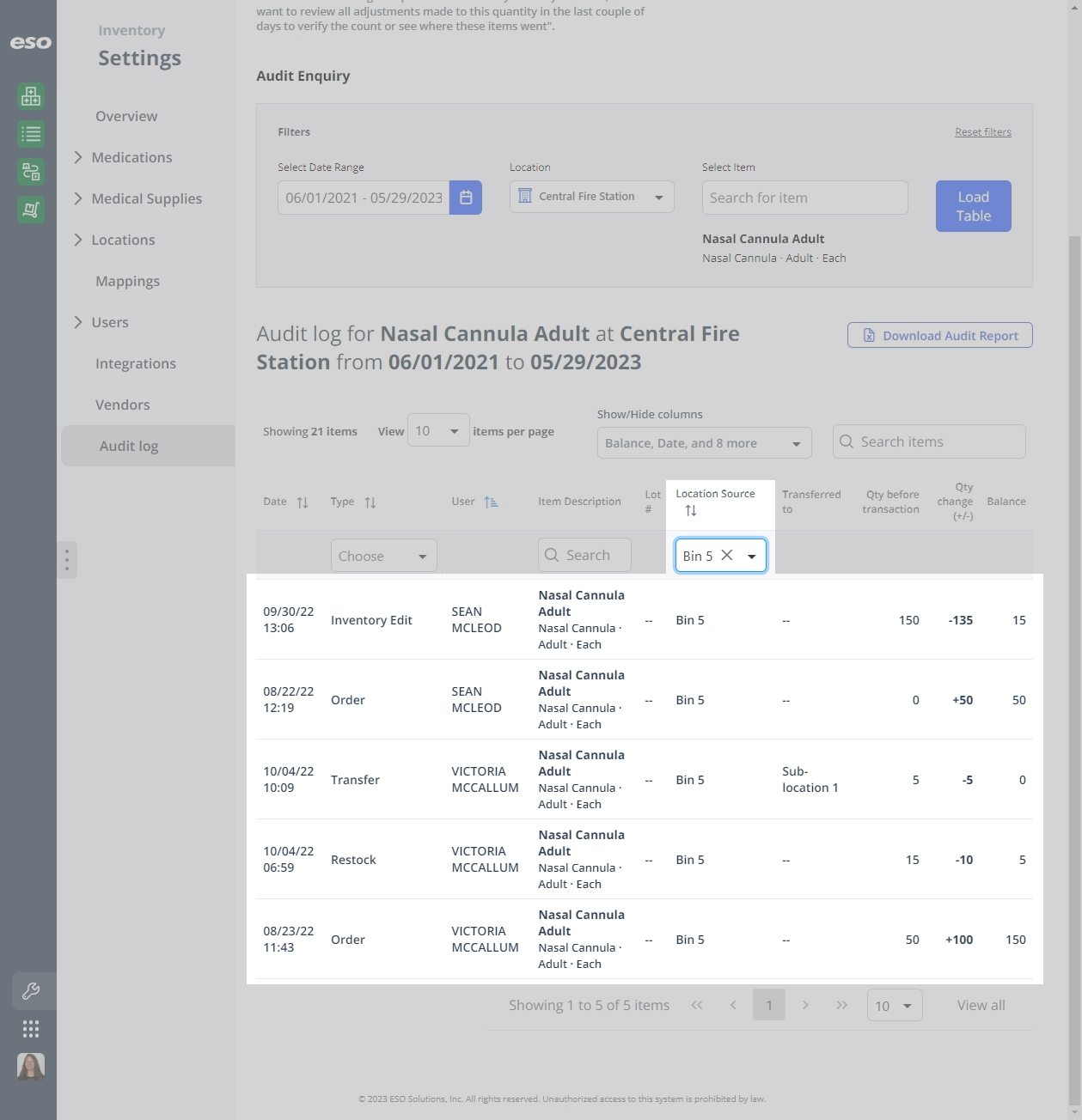 Generate an audit log