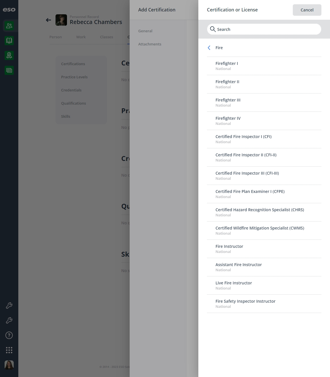 Build the fire certifications and licenses list