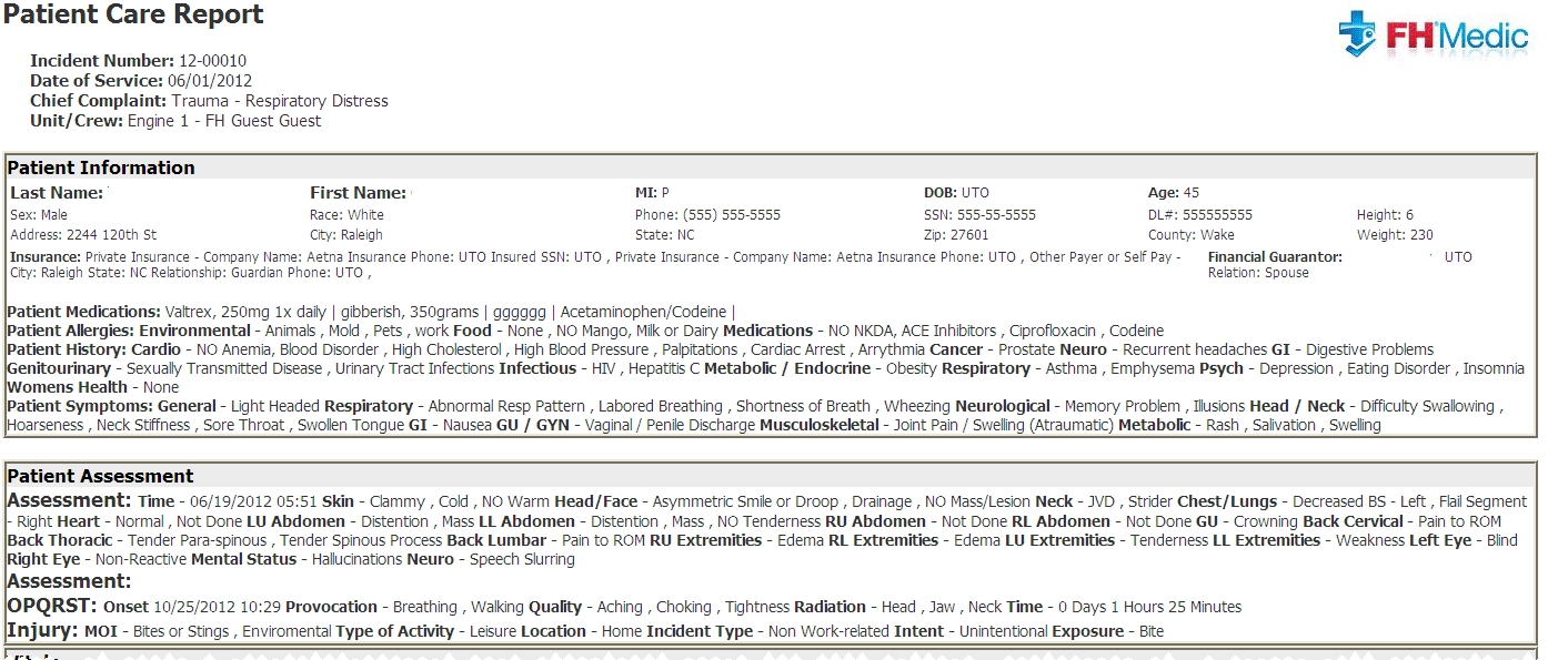 View A Patient Care Report PCR 