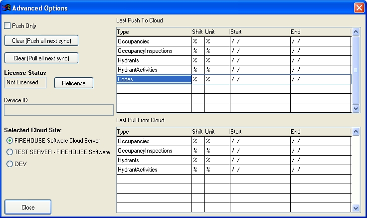 Push data from the FIREHOUSE Software database